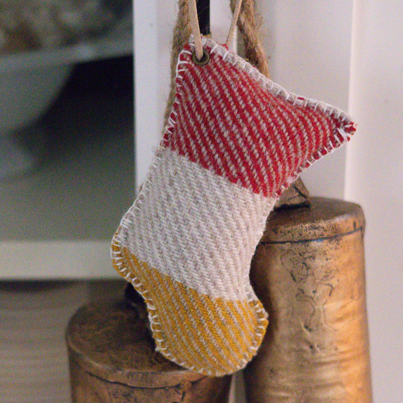 Wool Stocking Christmas Ornament | Pendleton Glacier | Pine & Wool Home ...